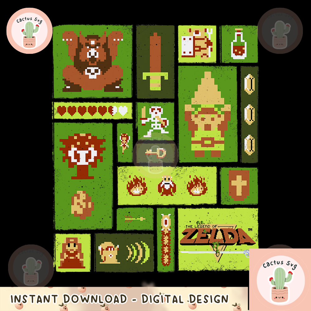Nintendo Legend Of Zelda Pixel Collage Graphic png, digital - Inspire ...