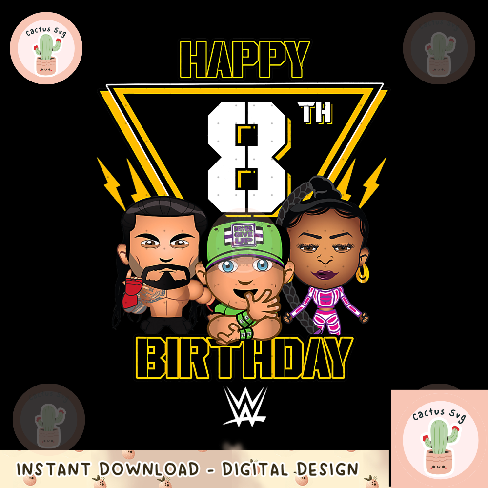 WWE Happy 8th Birthday Wrestler Emojis png, digital download | Inspire ...