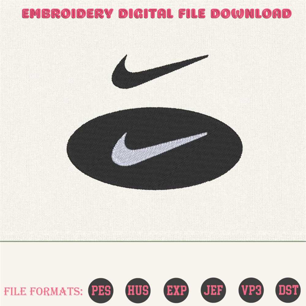 Nike double swoosh round logo machine embroidery design new - Inspire ...