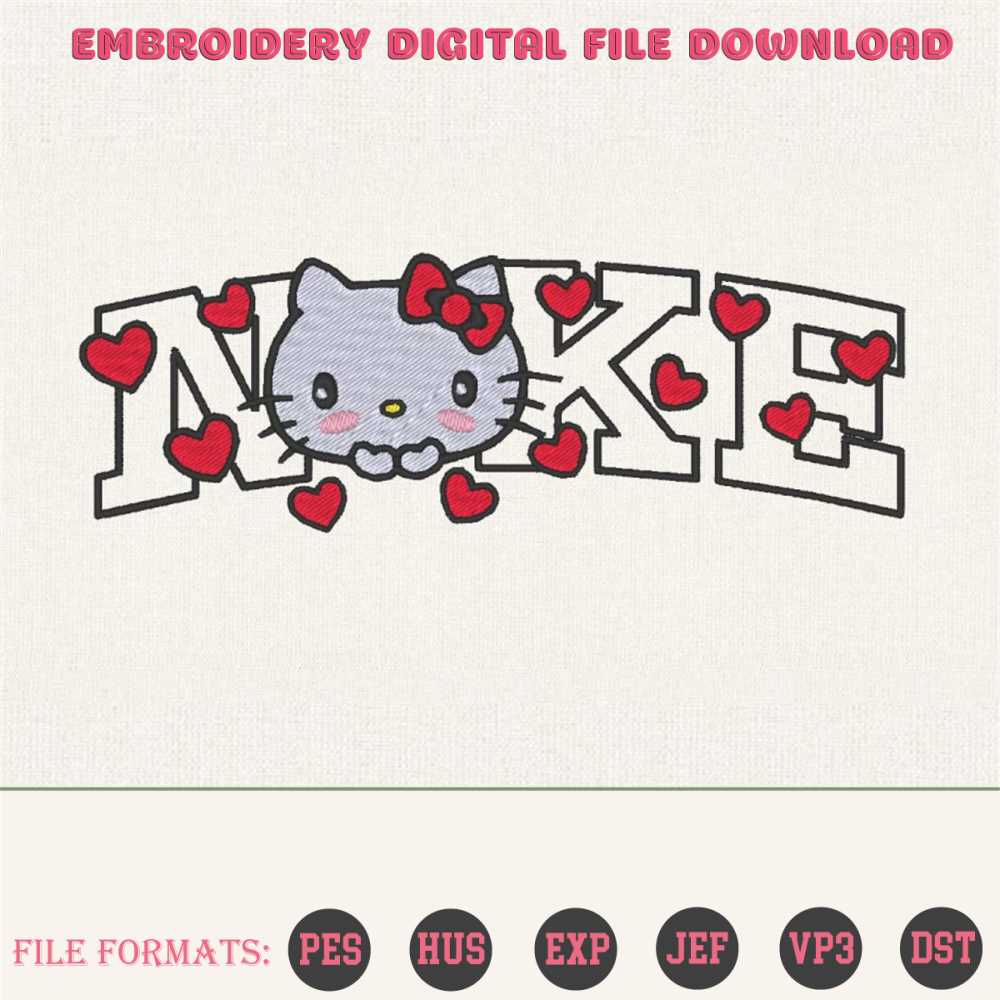 Nike Hello Kitty dripping logo machine embroidery design fil - Inspire ...
