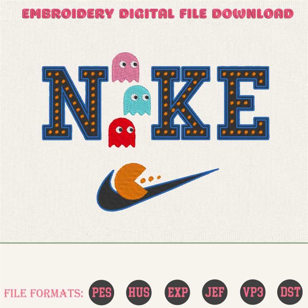 Nike PacMan logo machine embroidery design download - Inspire Uplift