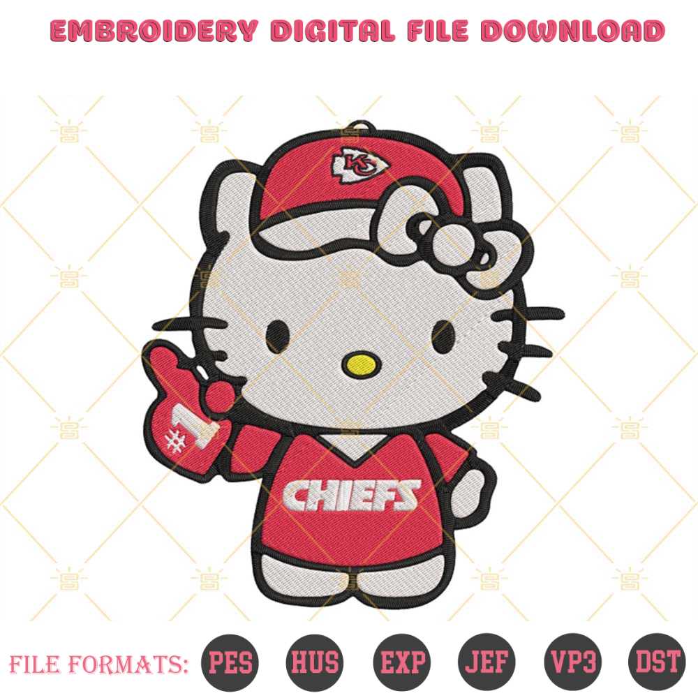 Hello Kitty Kansas City Chiefs Embroidery Pattern Designs - Inspire Uplift