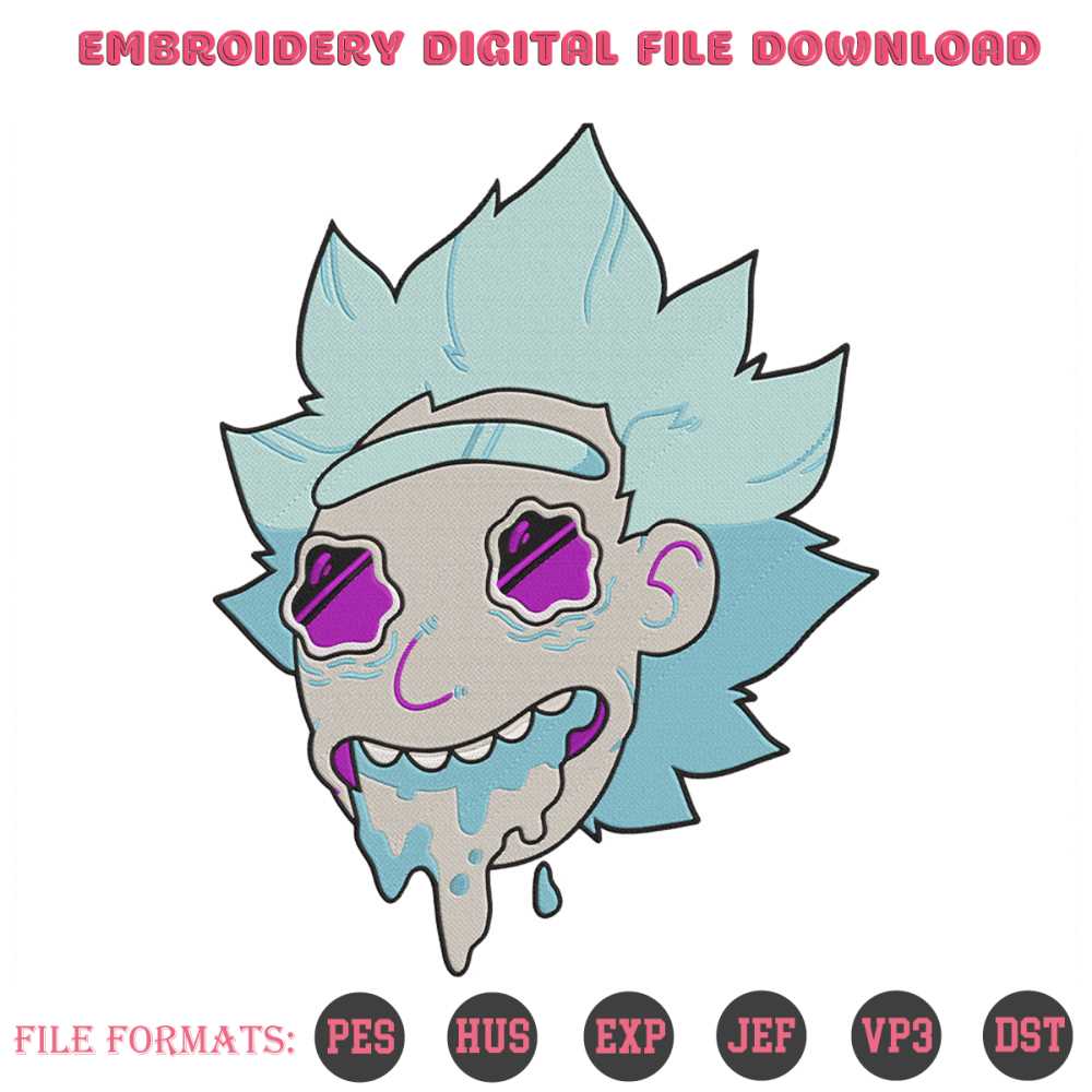 Rick Sanchez Morty Scary Face Embroidery Designs File | Inspire Uplift