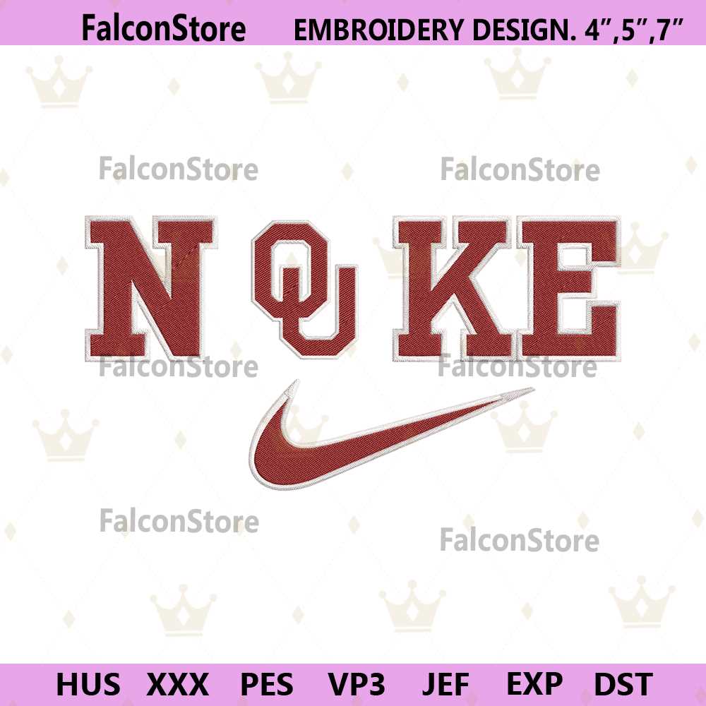 Nike Oklahoma Sooners Logo NCAA Embroidery Design File | Inspire Uplift