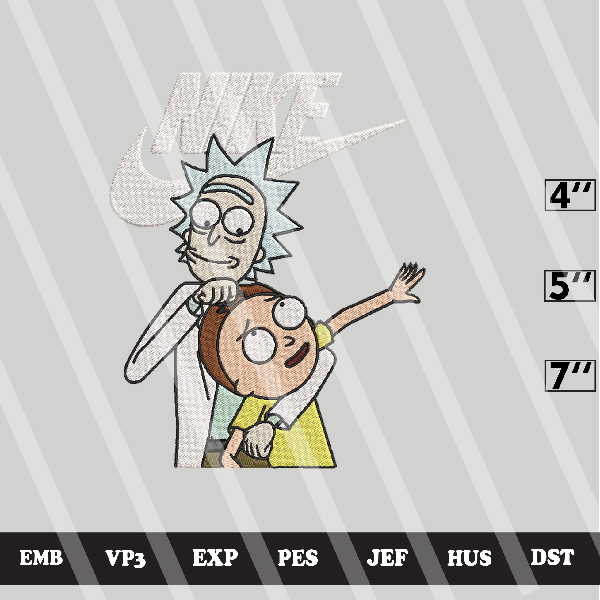 Nike Rick and Morty Embroidery Design files, Machine Embroid - Inspire ...