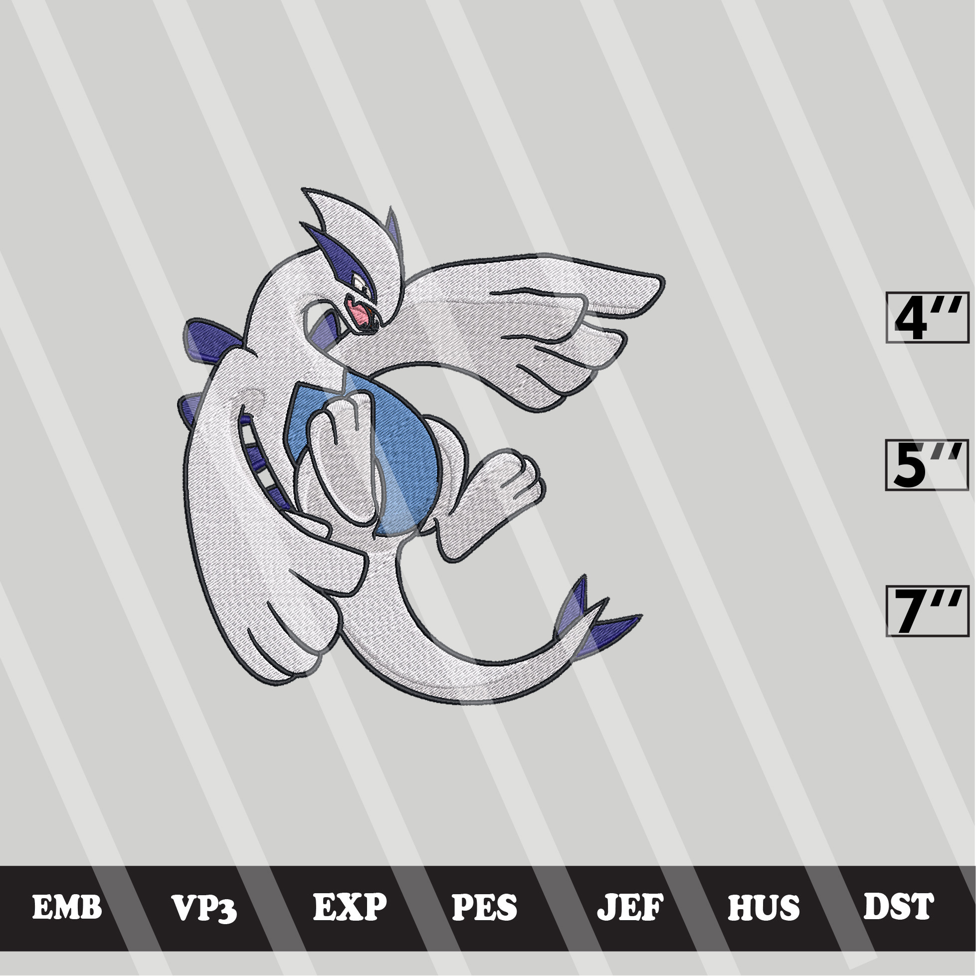 Pokemon Lugia Embroidery Machine Design, Pokemon Embroidery | Inspire ...