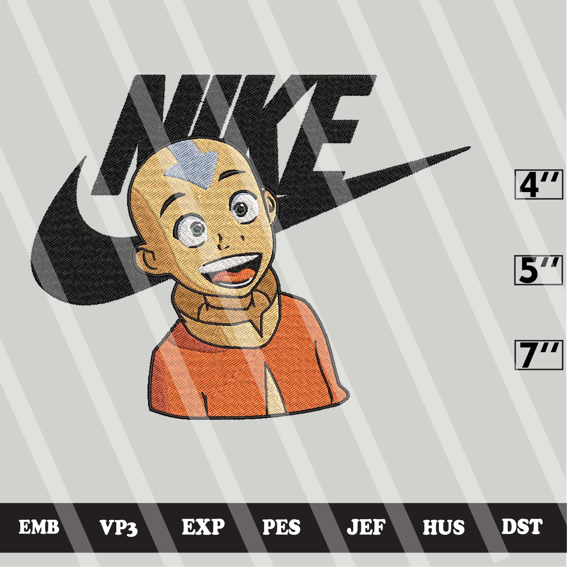 Nik.e Aang Avatar Embroidery Machine Design, The Last Airben | Inspire ...