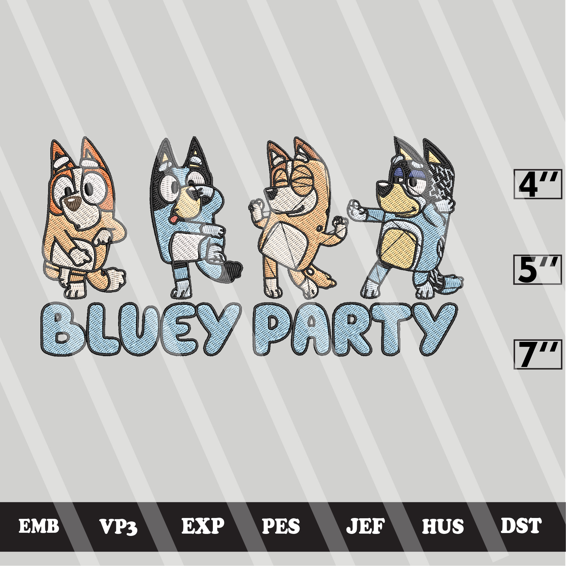 Bluey Party Embroidery Designs, Bluey Family Machine Embroid - Inspire ...