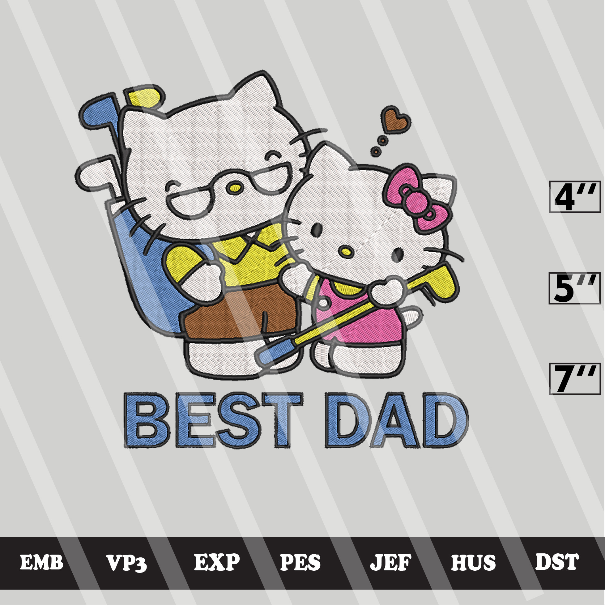 Best Dad Embroidery, Hello Kitty Embroidery File, Kawai Kitt | Inspire ...