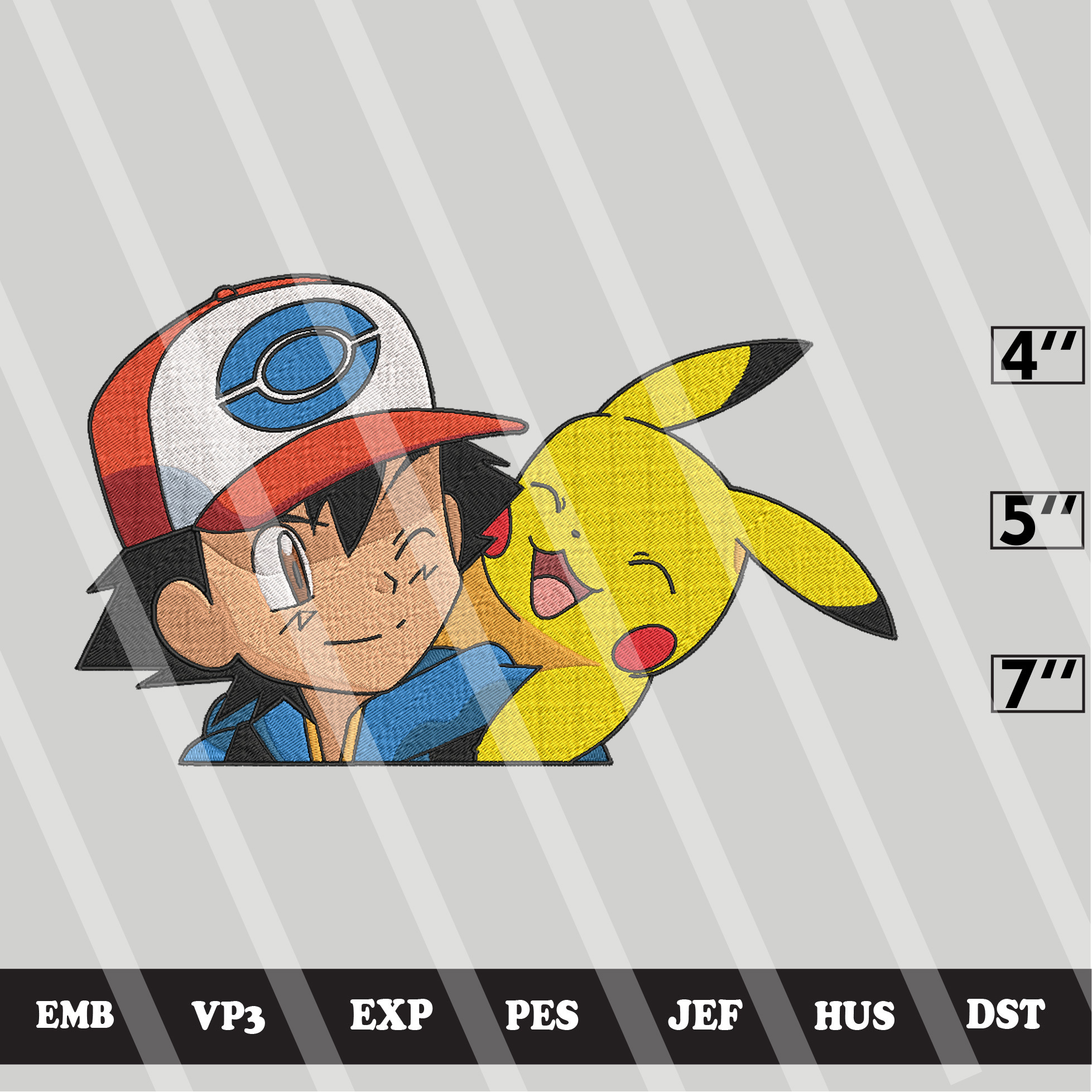 Pokemon Satoshi x Pikachu Embroidery Designs , Pokemon Machi | Inspire ...