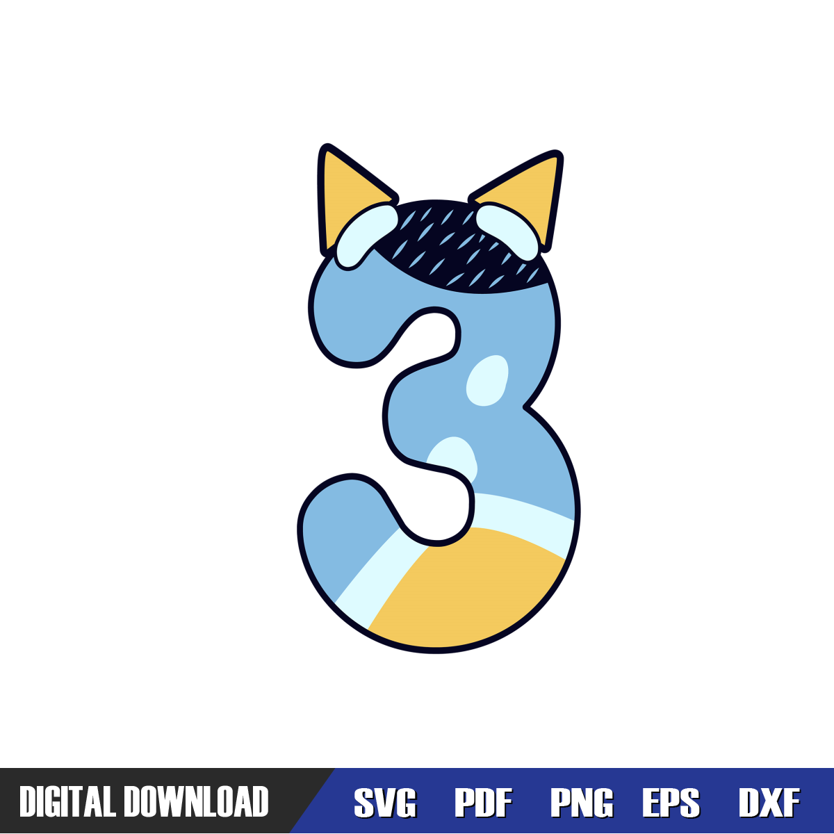 Bluey Bingo Heeler Family Happy 3rd Birthday SVG, Bluey Birt | Inspire Uplift