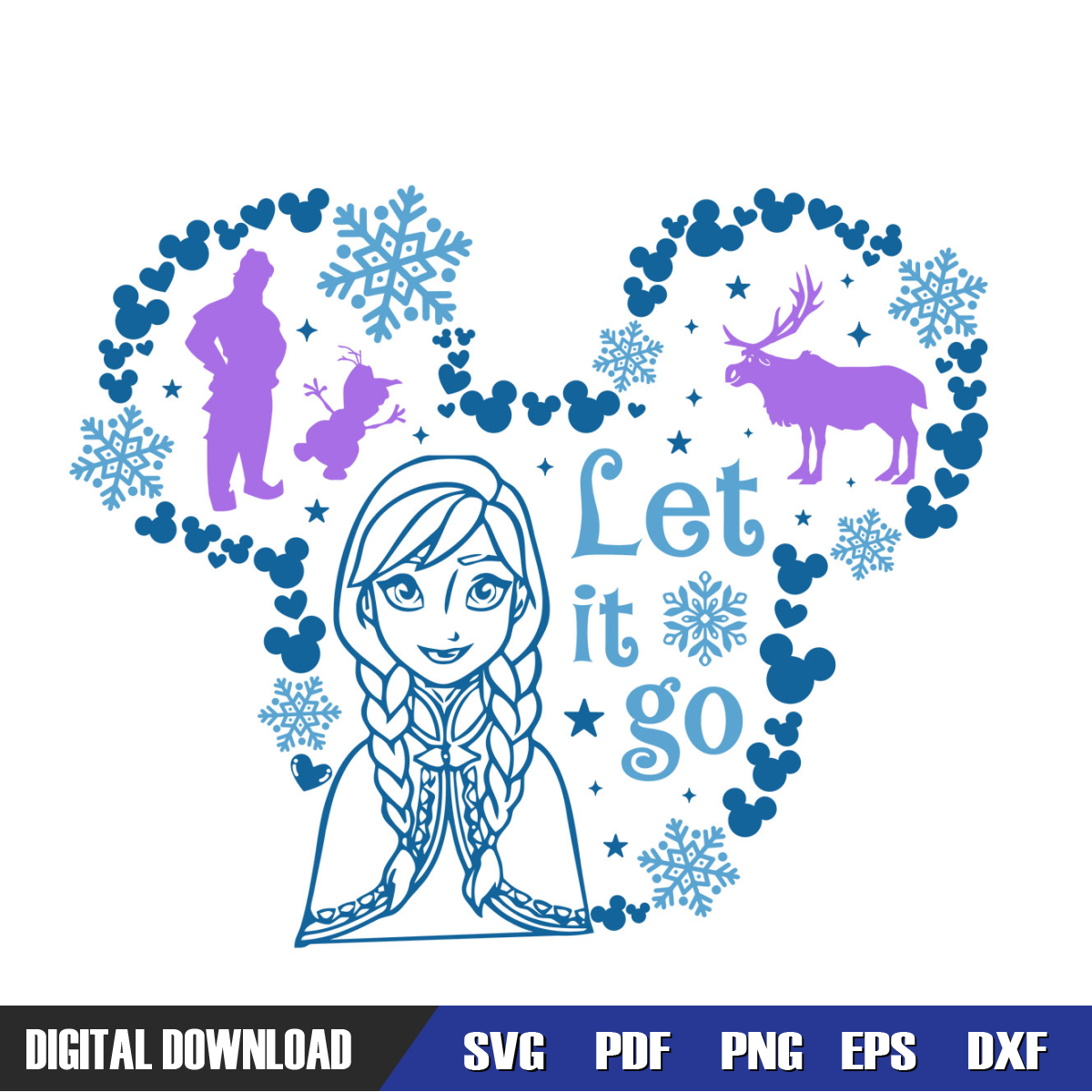 Anna Let It Go Mouse Heart Disney SVG, Disney SVG ,Family Va | Inspire ...
