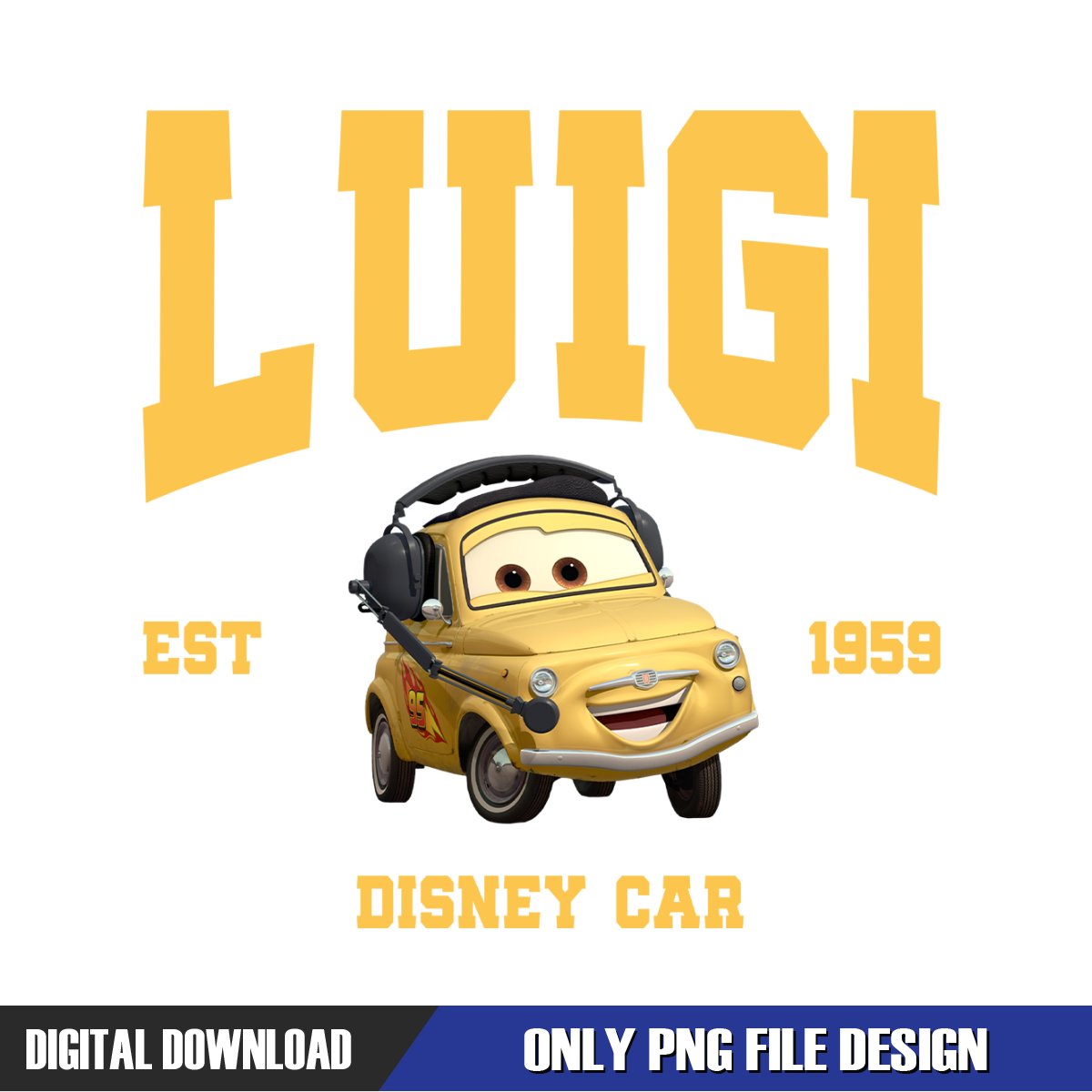 Disney Pixar Cars Luigi Est 1959 PNG, Disney PNG ,Disney Mic | Inspire ...