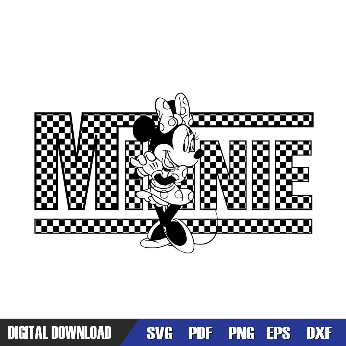 Checkered Vintage Minnie Mouse SVG, Disney SVG ,Disney Micke | Inspire ...