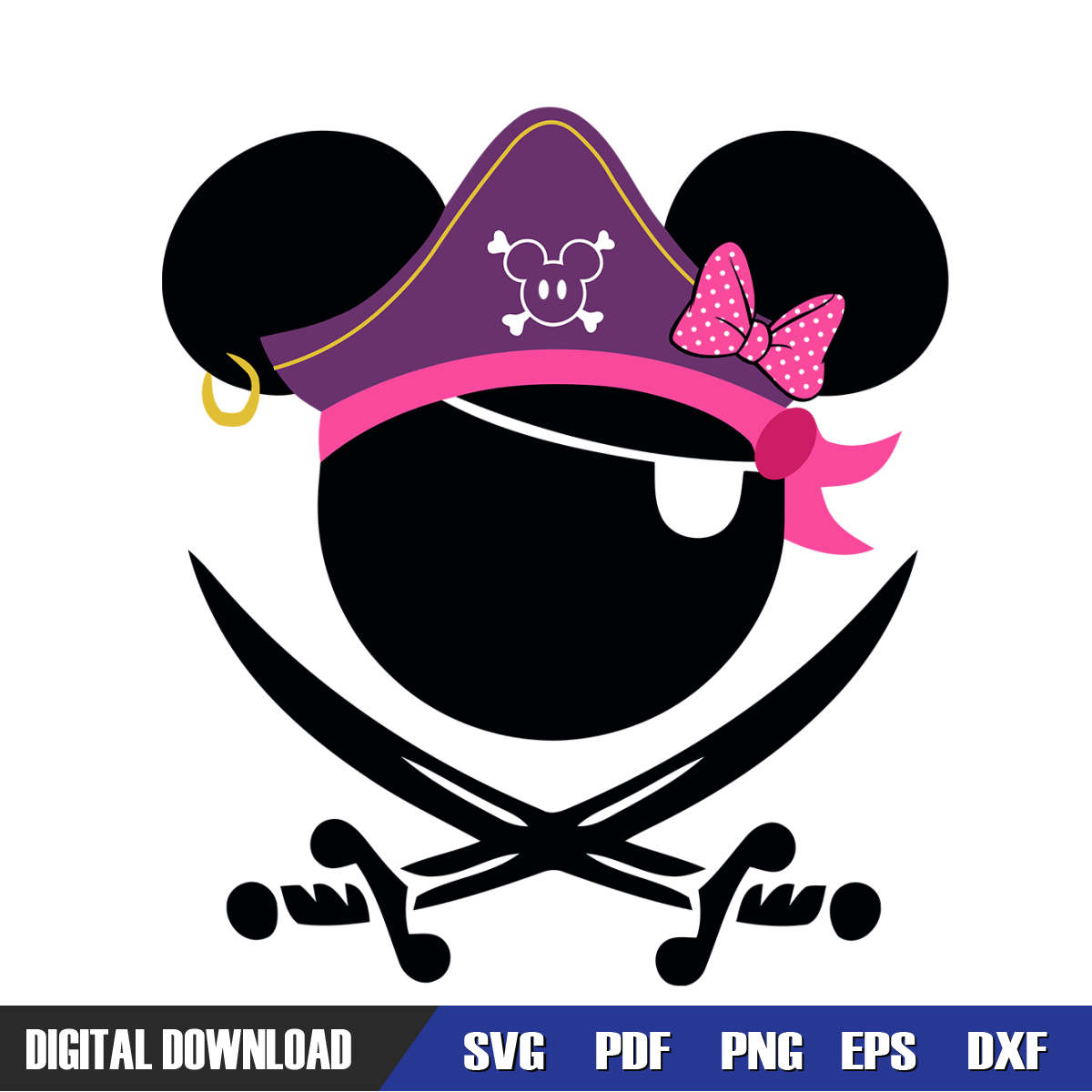 Disney Mickey And Minnie Head Pirate Svg, Disney Svg ,Disney | Inspire ...