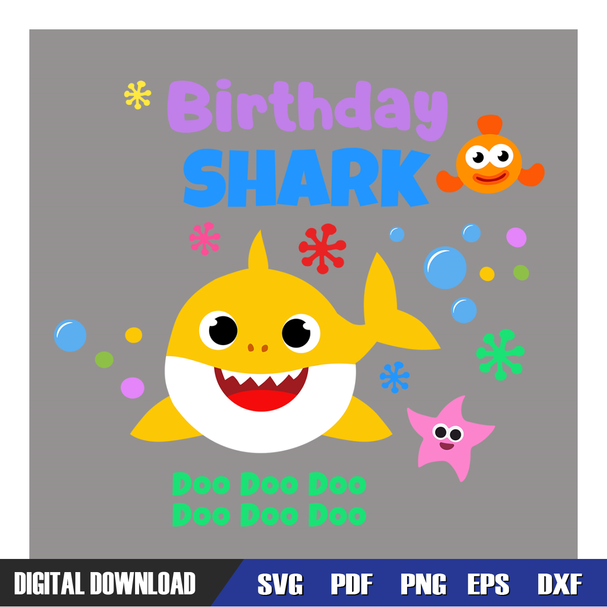Birthday Baby Shark Yellow Doo Doo SVG, Cartoon SVG, Digital | Inspire ...