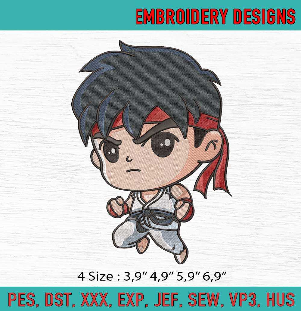 Chibi Ryu Game Machine Embroidery Digitizing Design File - Inspire Uplift