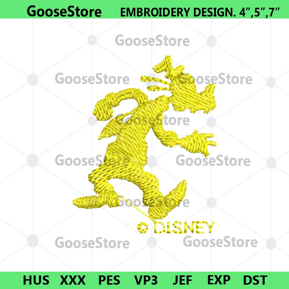 Goofy Yellow Silhouette Embroidery Design Download - Inspire Uplift