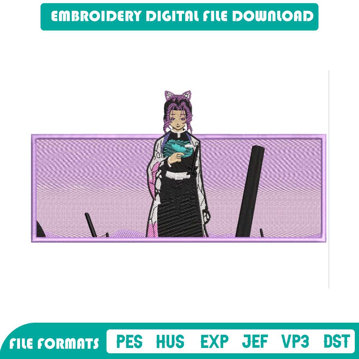 Shinobu Purple Box Embroidery Design Download | Inspire Uplift