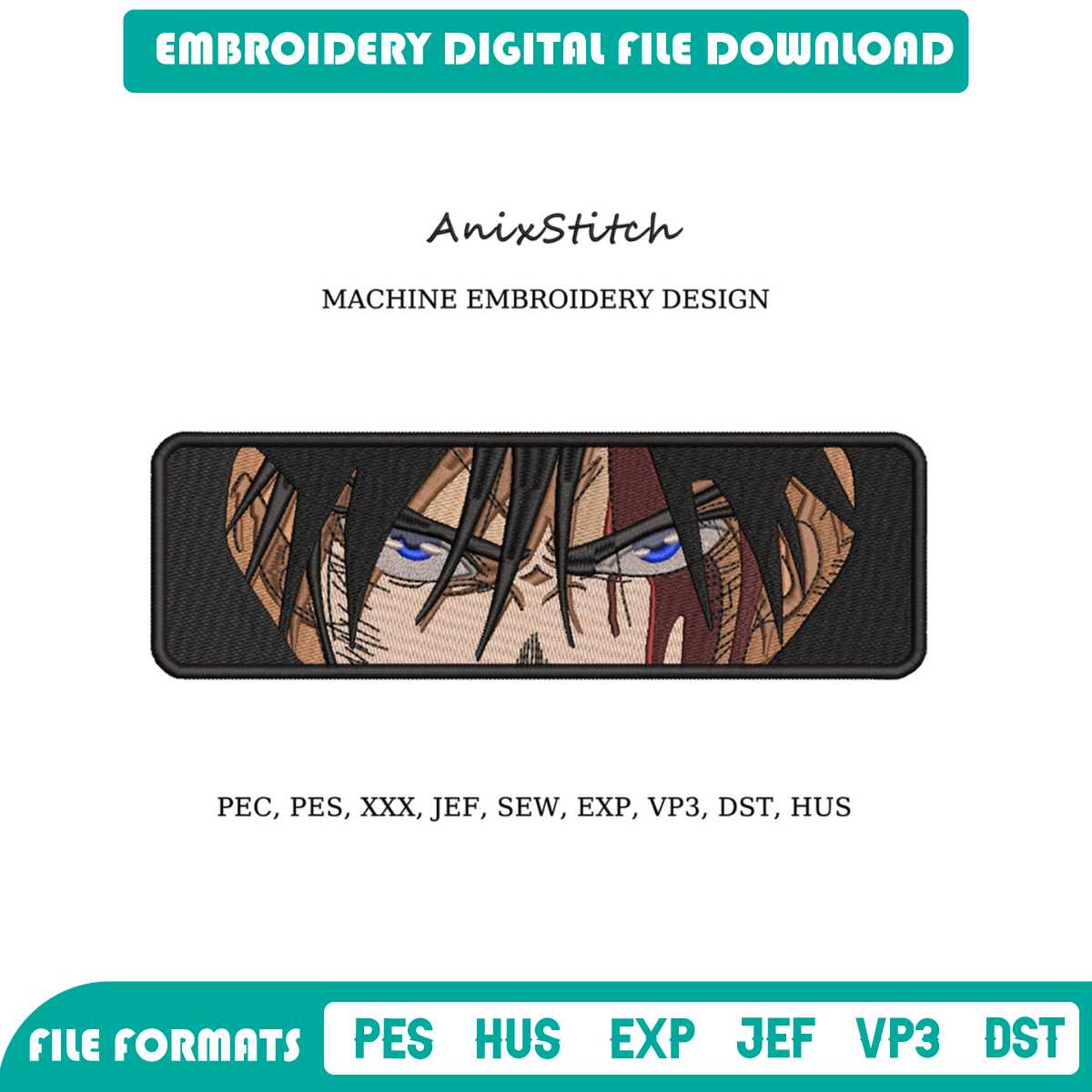 Anime Megumi Eyes Embroidery Design 5 | Inspire Uplift