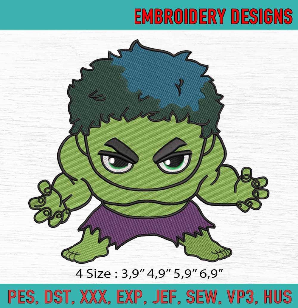 Hulk Chibi Hulk Marvel Cinematic Universe Marvel Embroidery - Inspire ...