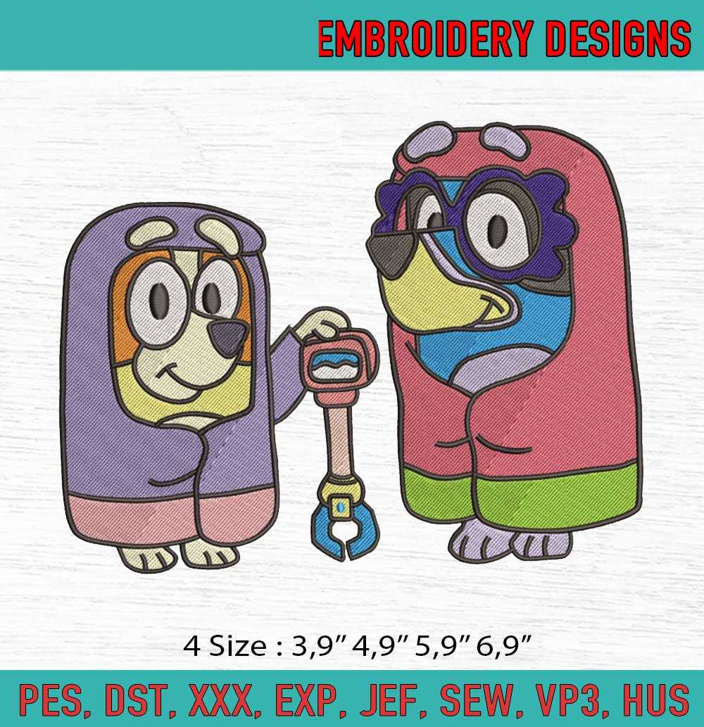 Bandit Heeler And Chilli Heeler Bluey Disney Machine Embroid - Inspire ...