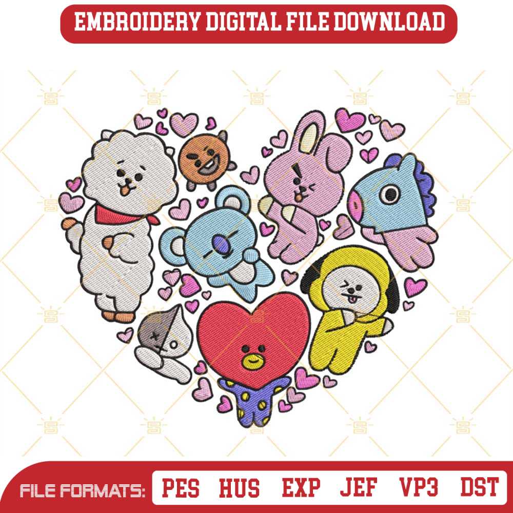 BT21 BTS Fandom Embroidery Design Files - Inspire Uplift