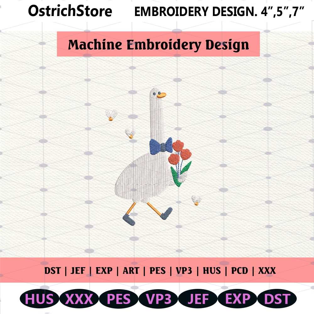 Funny Goose Embroidery Design, Cute Goose, Embroidery File I | Inspire ...