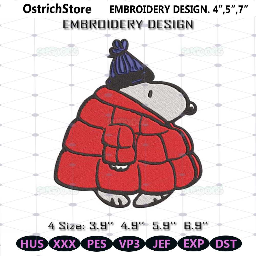 Snoopy Puffer Coat Embroidery | Inspire Uplift