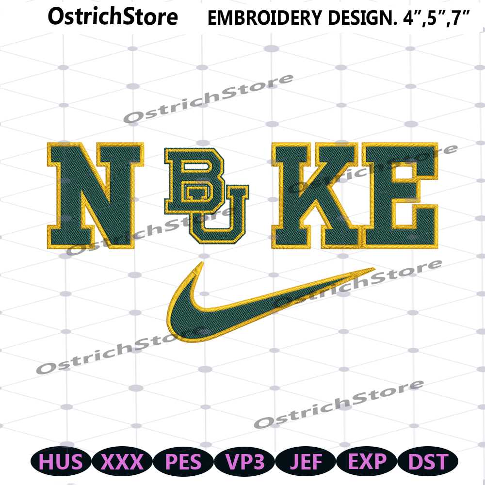 Nike Baylor Bears Logo NCAA Embroidery Design File - Inspire Uplift