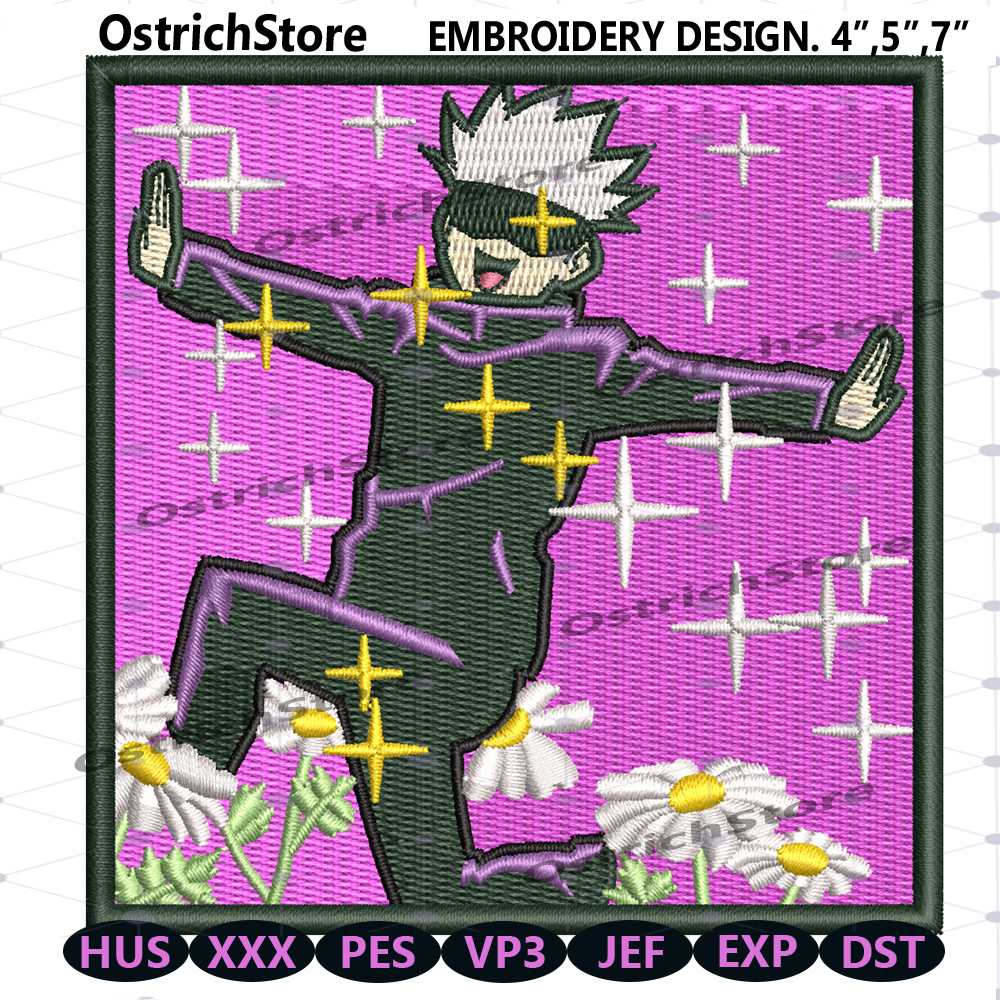 Meme Gojo Satoru Embroidery Design Instant Download File | Inspire Uplift