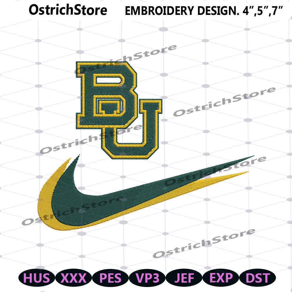 Baylor Bears Double Swoosh Nike Logo Embroidery Design File | Inspire ...