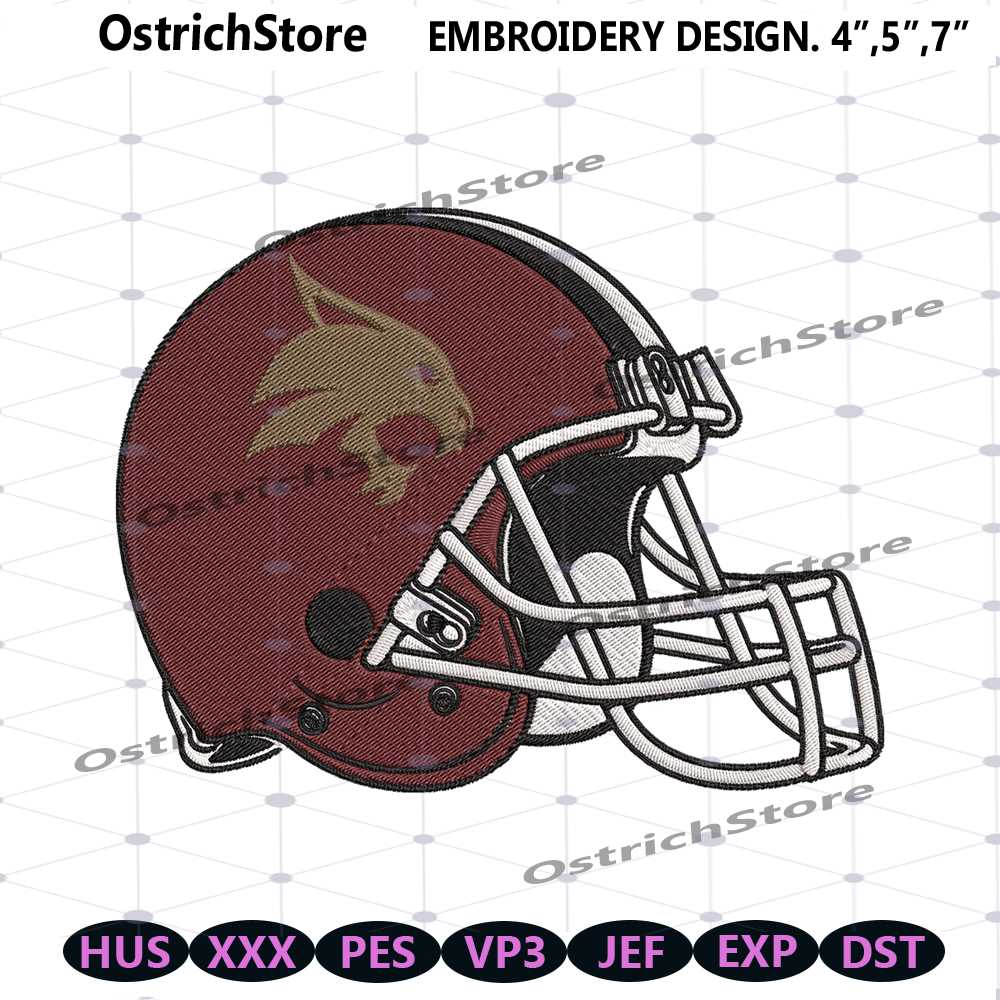 Texas State Bobcats Helmet Machine Embroidery Design | Inspire Uplift