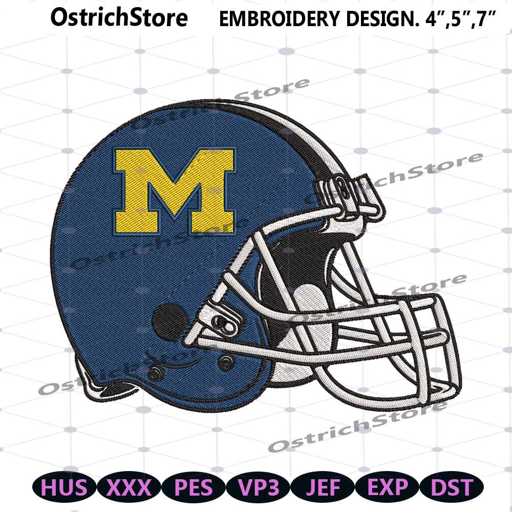Michigan Wolverines Helmet Machine Embroidery Digitizing. - Inspire Uplift