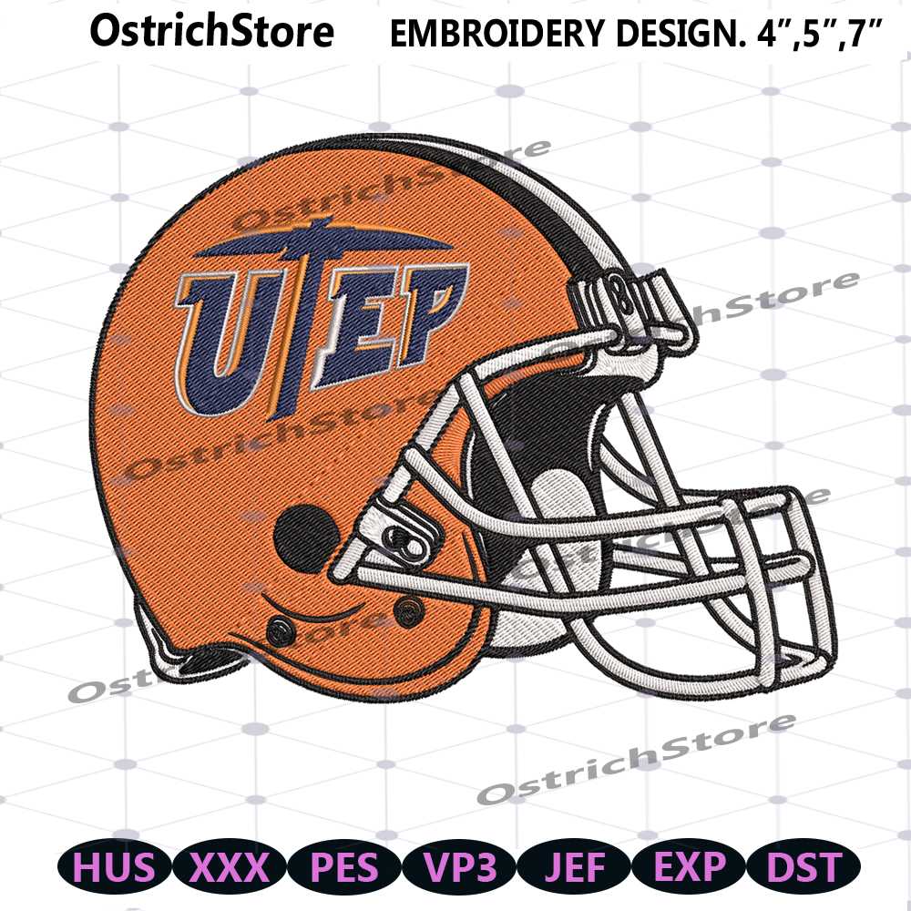 UTEP Miners Helmet Embroidery Digitizing Instant Download - Inspire Uplift