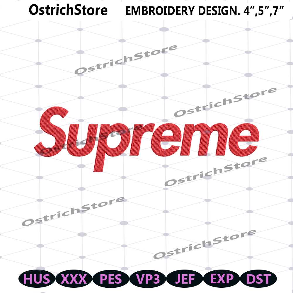 Supreme Wordmark Red Logo Embroidery Design Download - Inspire Uplift