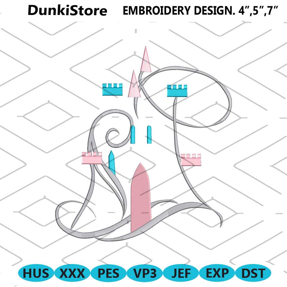 Abstract Princess Aurora Castle Disneyland Logo Machine Embr | Inspire ...