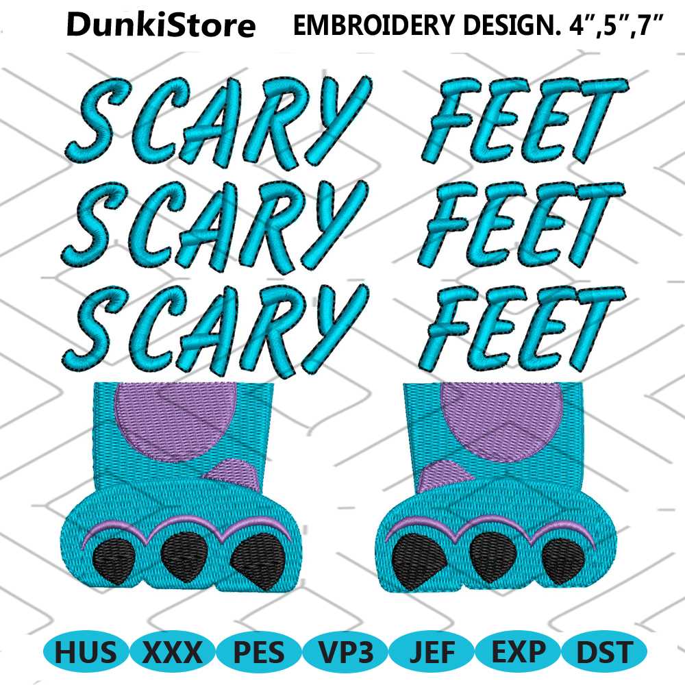 Monsters Inc Sully inspired Machine Embroidery Scary Feet, S | Inspire ...