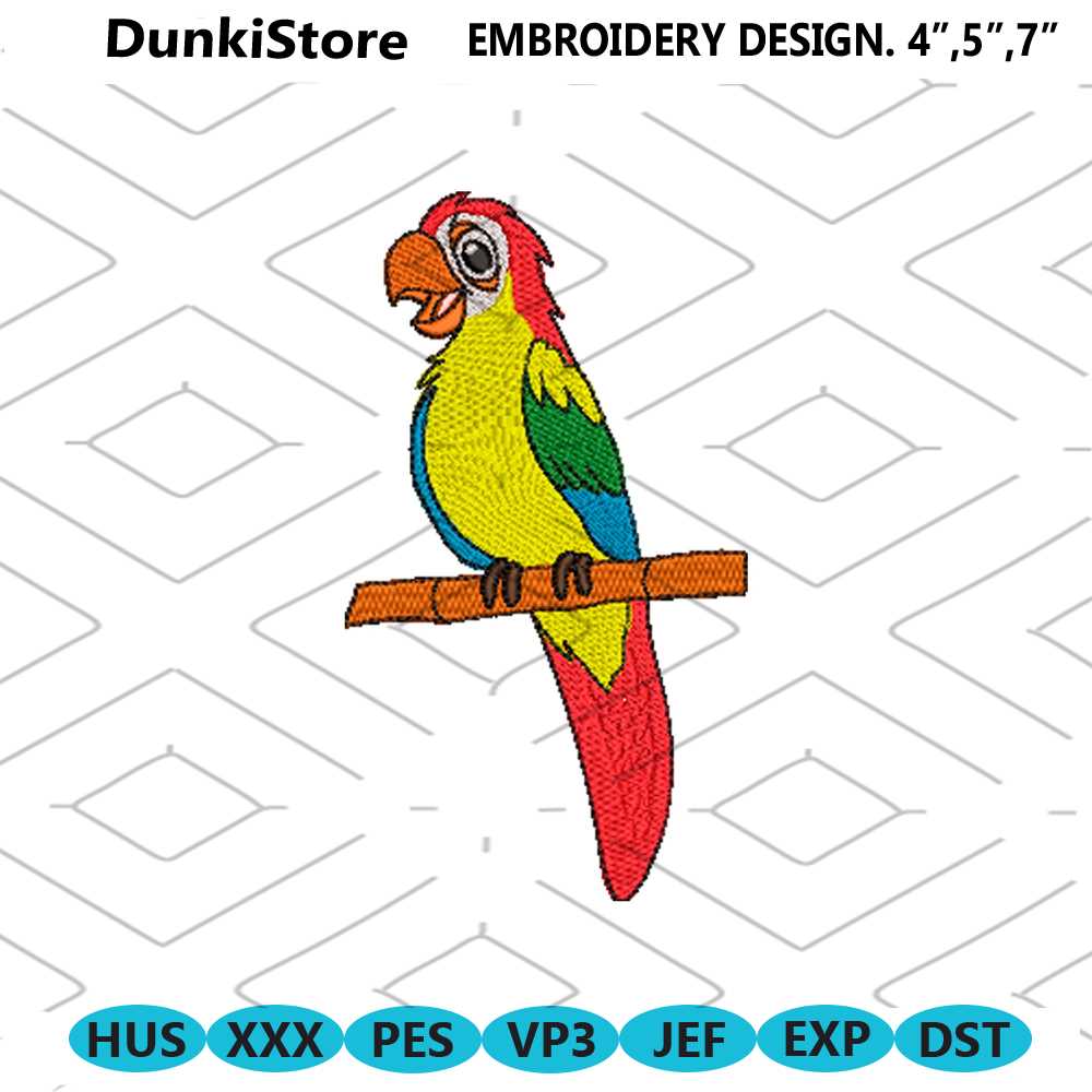 Tiki Room Jose the Parrot Machine Embroidery Design | Inspire Uplift