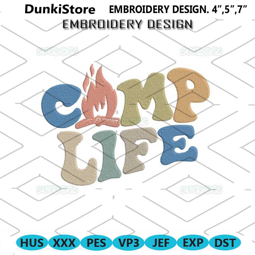 Camp Life Embroidery Design File, Camping Embroidery Design - Inspire ...