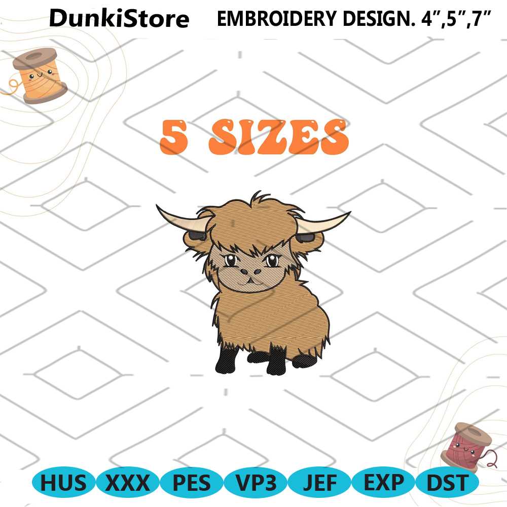 Baby Highland Cow Embroidery Design 5 Sizes, Heifer Embroide - Inspire ...