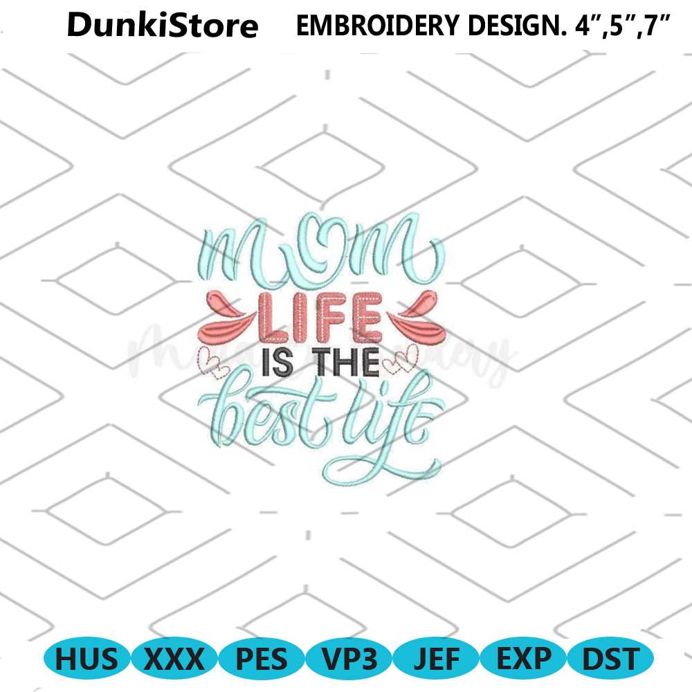 Mom Embroidery Design, Mom Life Is The Best Life Embroidery | Inspire ...
