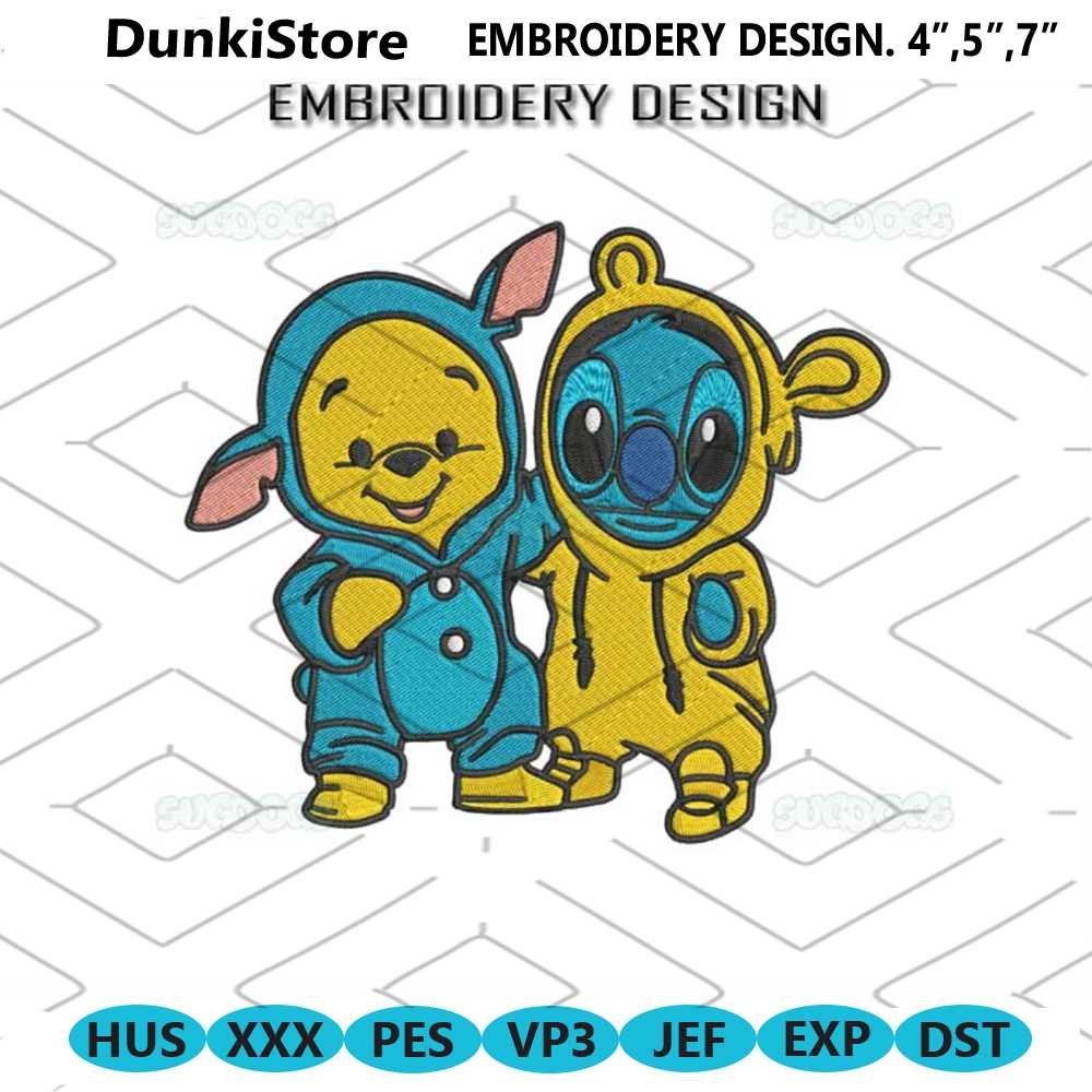 Stitch And Bear Embroidery Design File, Stitch Cartoon Chara | Inspire ...