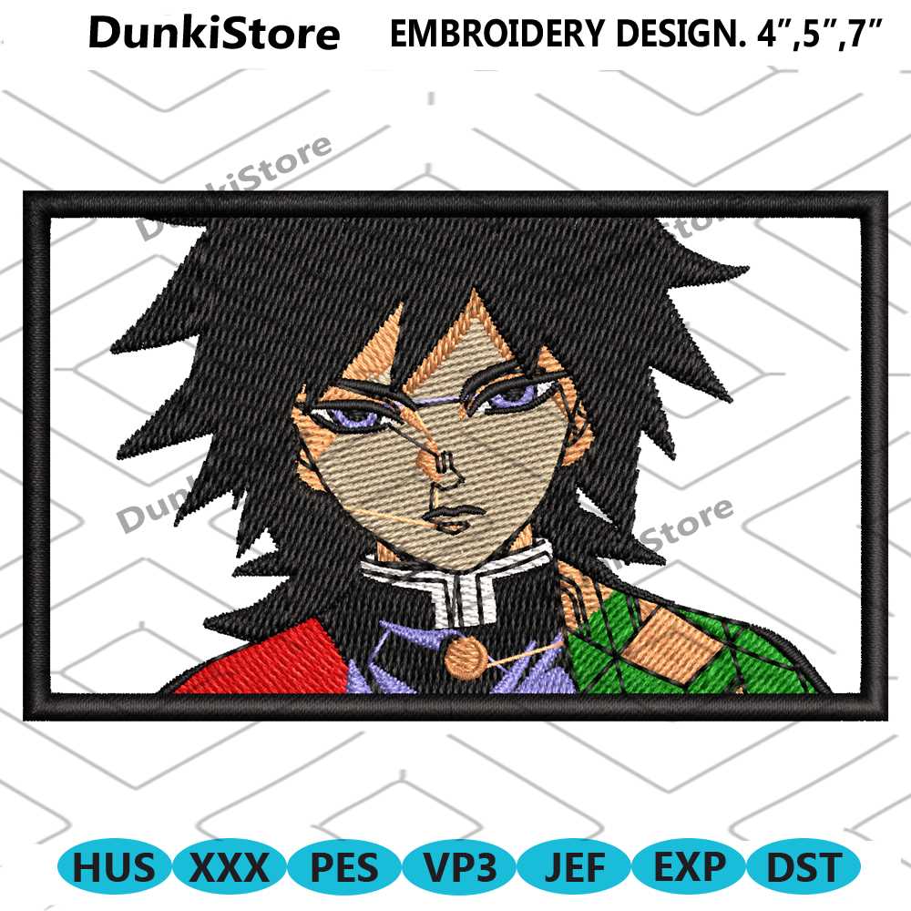 Tomioka Giyu Embroidery Design Kimetsu No Yaiba Anime Embroi - Inspire ...