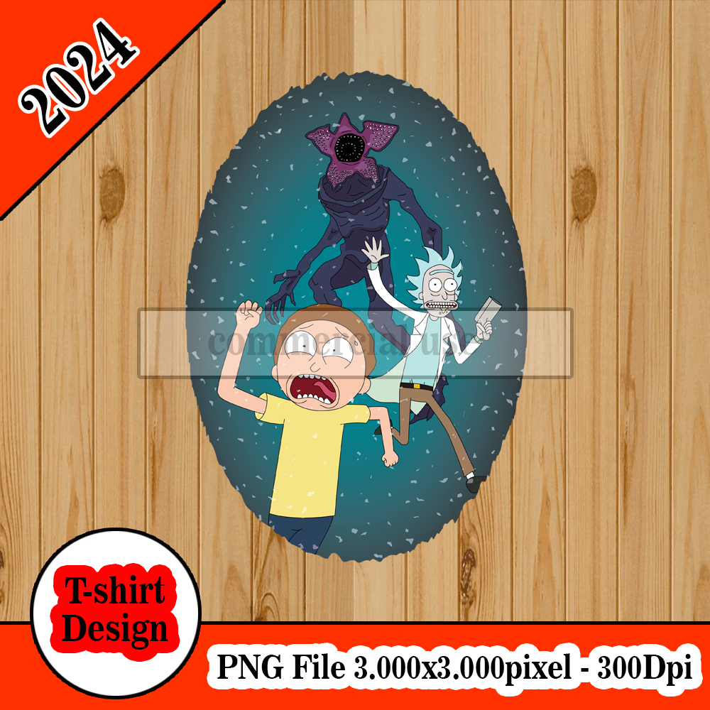 Rick and Morty Stranger Things tshirt design PNG higt qualit - Inspire ...