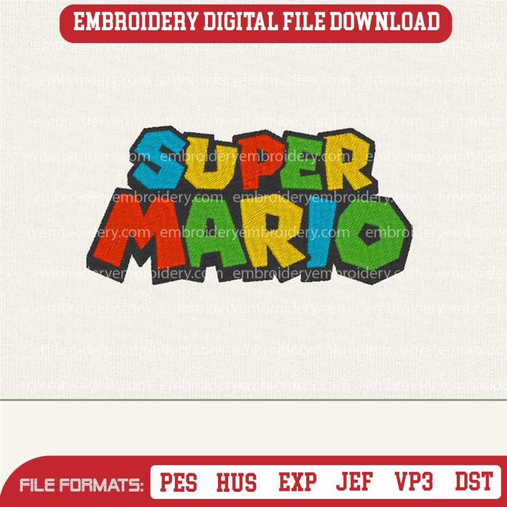 Super Mario bros logo machine embroidery design file downloa | Inspire ...