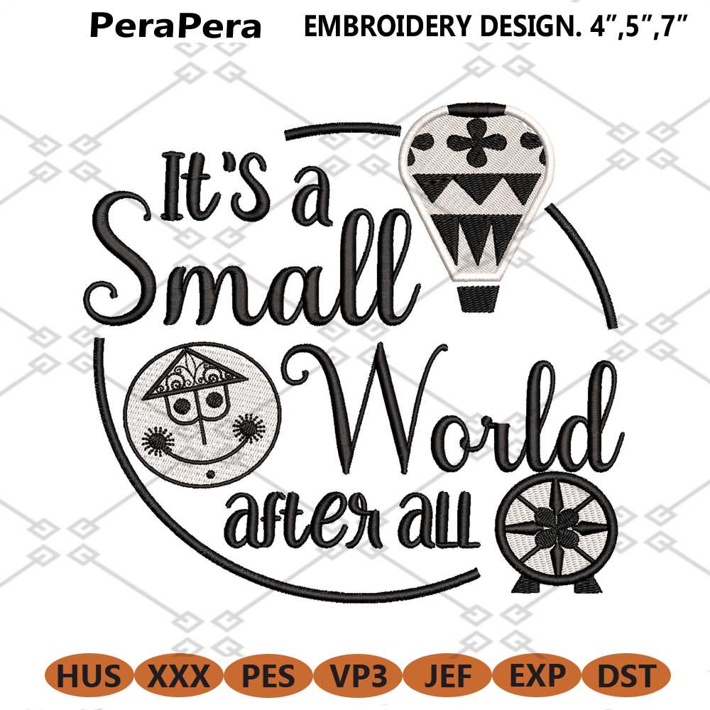 Machine Embroidery Its a Small World Sign - Inspire Uplift