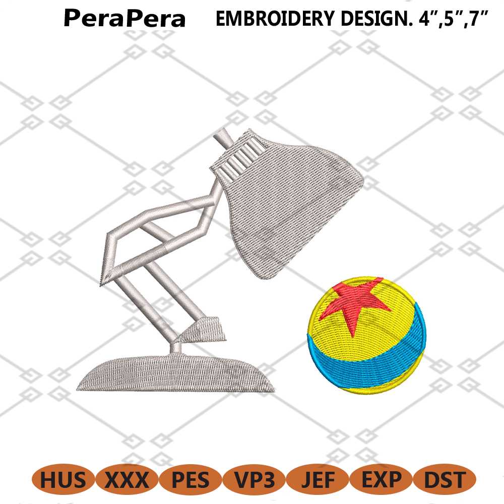 Pixar inspired Machine Embroidery Design Luxo and the Famous - Inspire ...