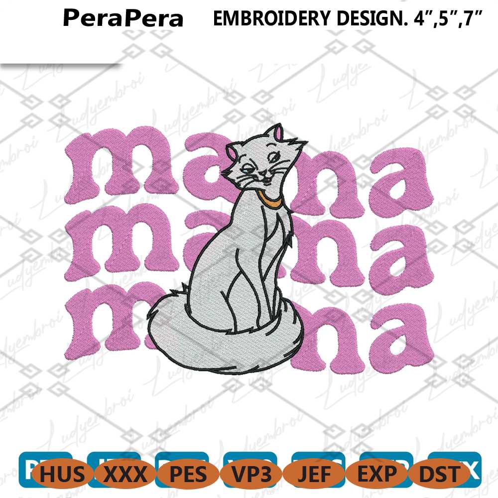 Cartoon Mama Cat Embroidery Design, Mother's Day Embroidery | Inspire ...