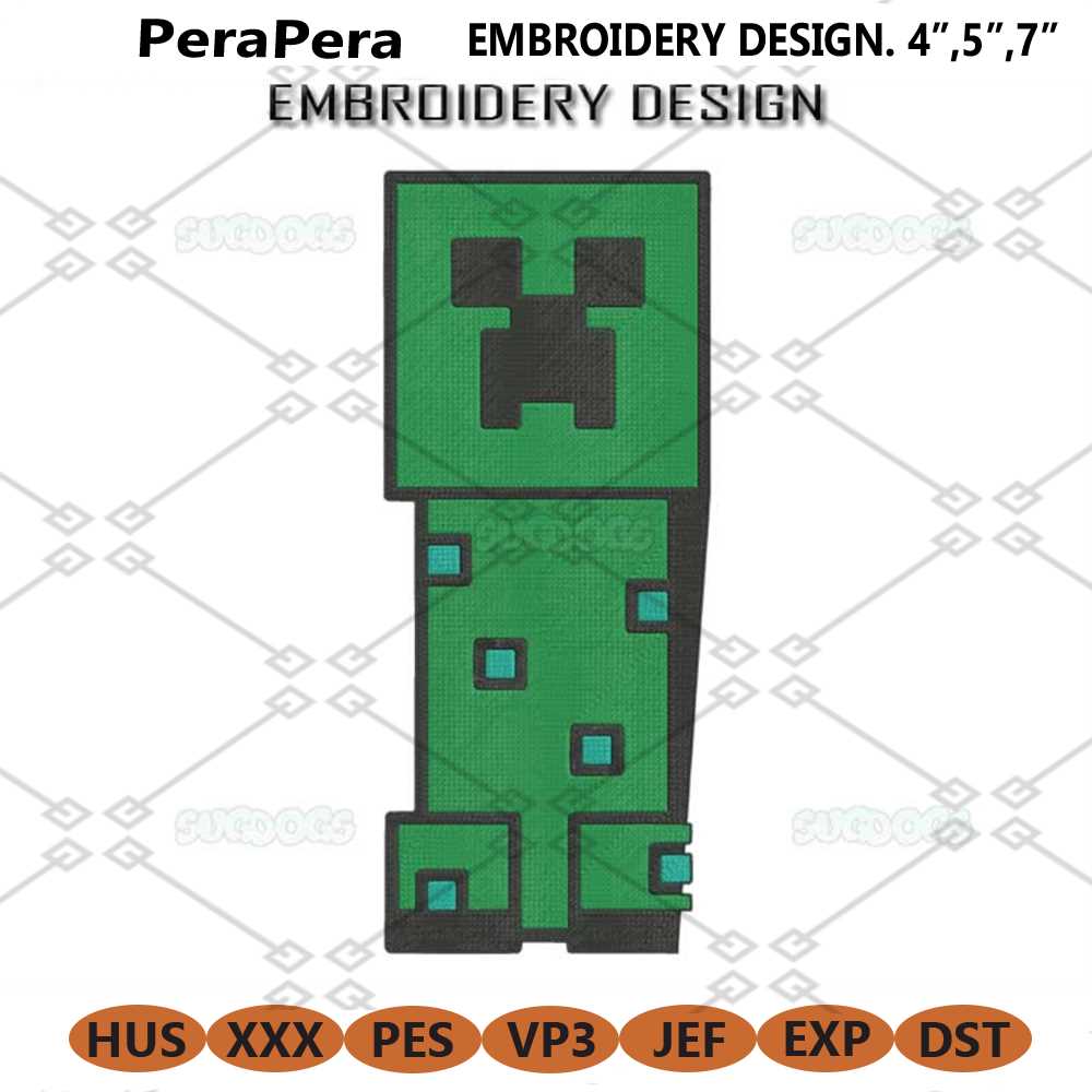 Minecraft Embroidery Design File, Minecraft Creeper And Logo | Inspire ...